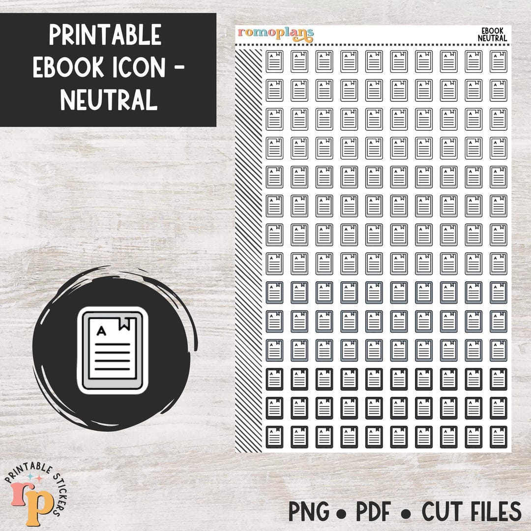 Printable Ebook Icon Sticker | Neutral - Etsy