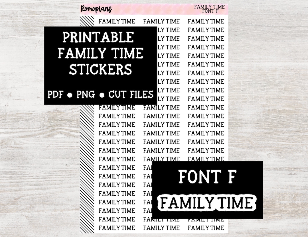 Printable Family Time Script Stickers | FONT F | Erin Condren | Happy ...