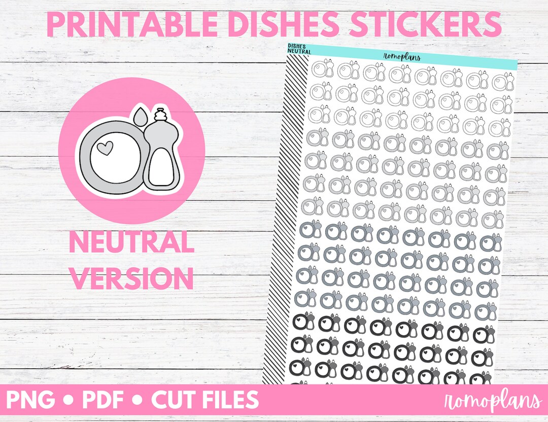 Printable Dishes Doodle Sticker Neutral Version - Etsy