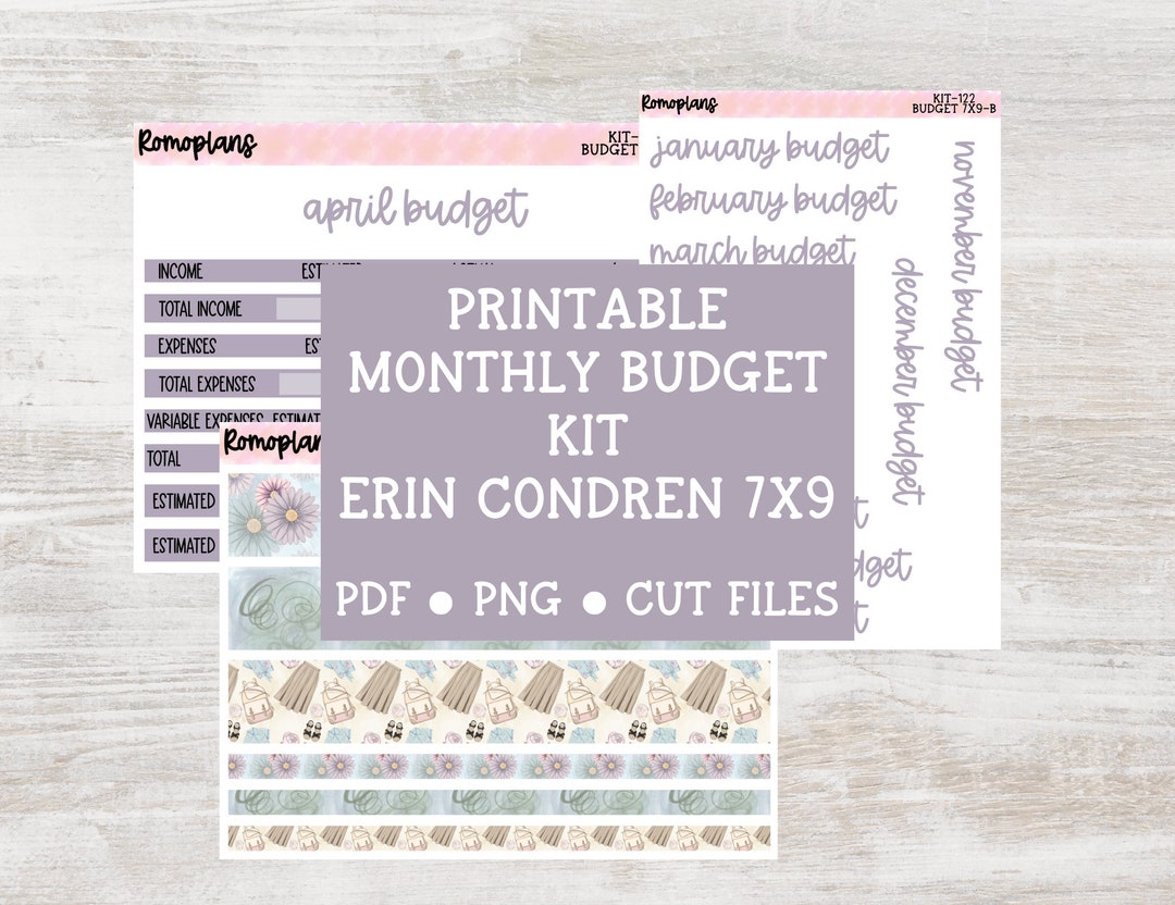 Printable Monthly Budget Sticker Kit KIT 122 7x9 Size Erin Condren - Etsy