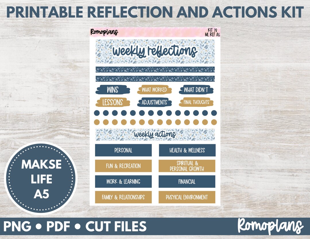 Printable Makselife Reflection and Weekly Actions Kit KIT 78 - Etsy