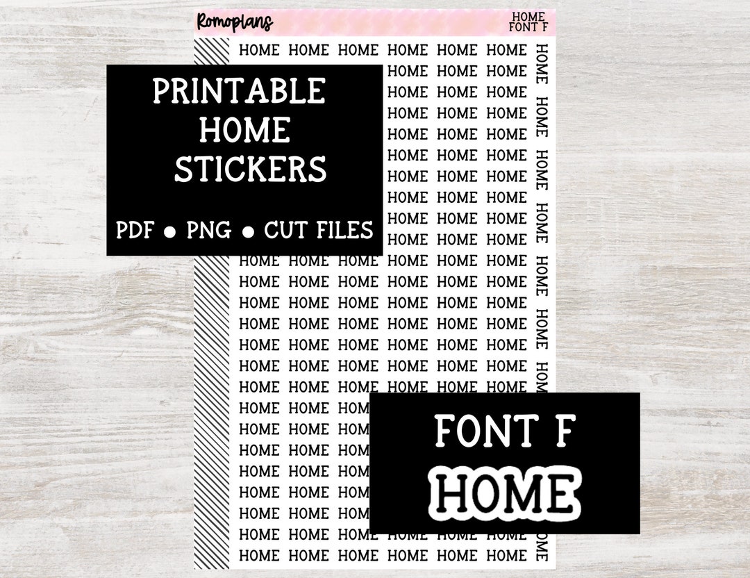 Printable Home Script Stickers FONT F Erin Condren Happy - Etsy