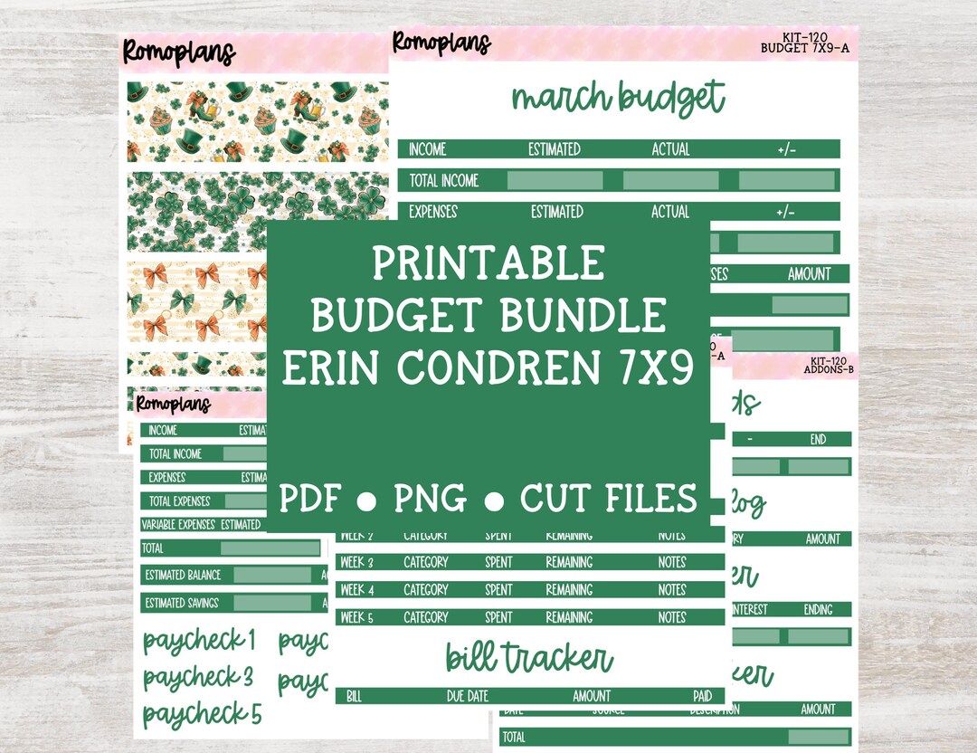 Printable Budget Bundle Sticker Kit KIT 120 7x9 Size Erin Condren - Etsy