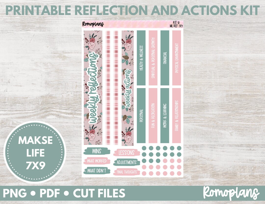 Printable Makselife Reflection and Weekly Actions Kit KIT 81 7x9 - Etsy
