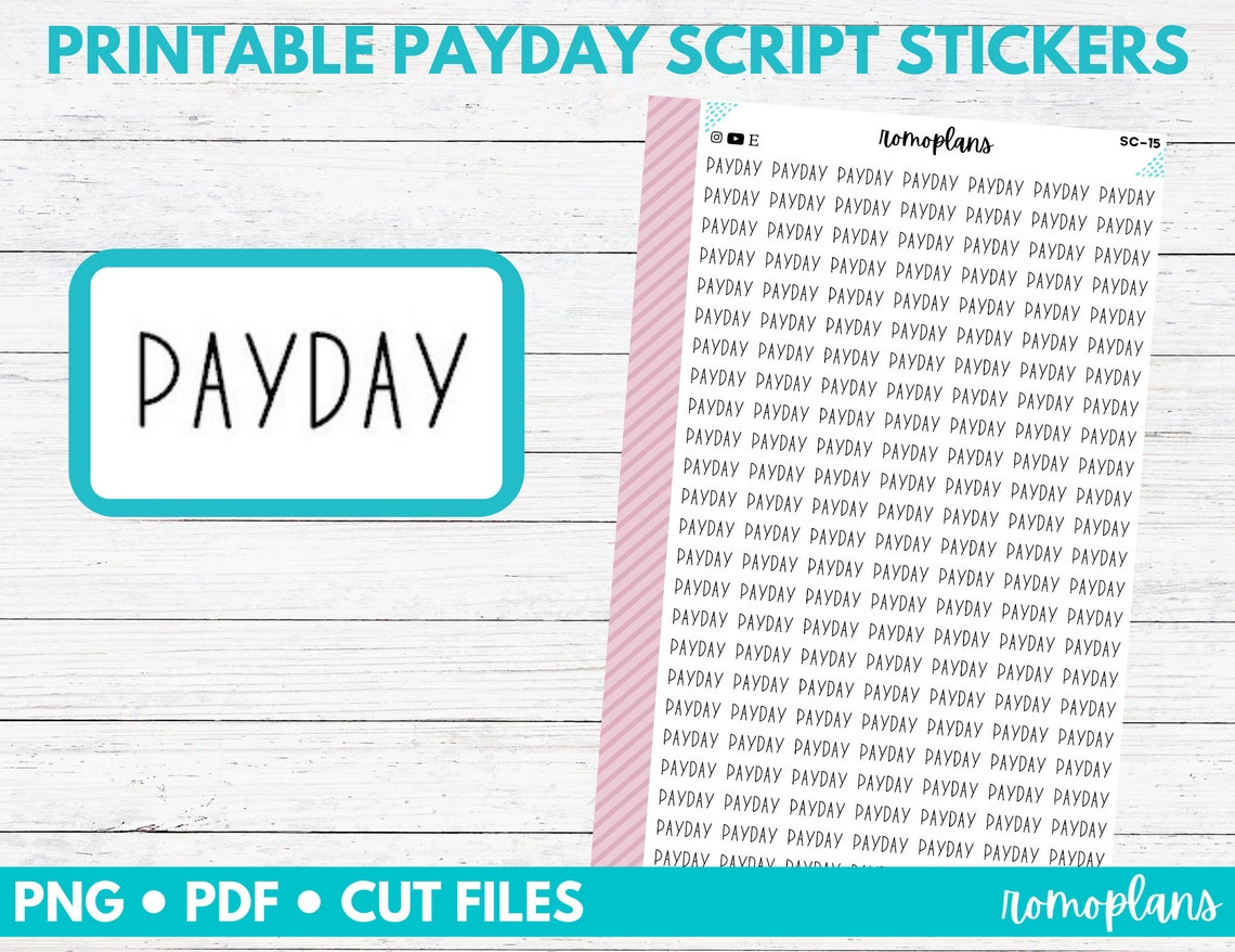 Printable Payday Script Stickers Font A Erin Condren - Etsy
