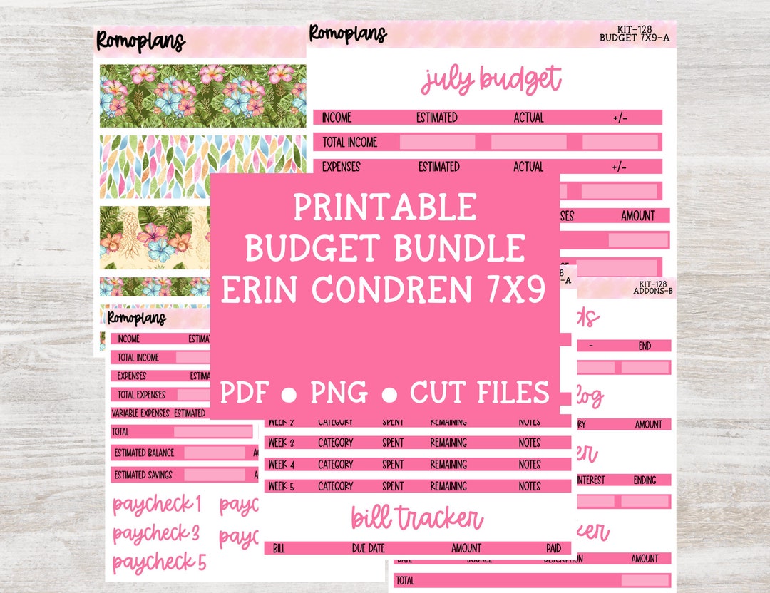 Printable Budget Bundle Sticker Kit KIT 128 7x9 Size Erin Condren - Etsy