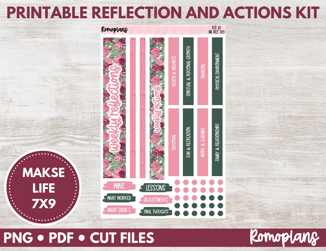 Printable Makselife Reflection and Weekly Actions Kit KIT 82 7x9 - Etsy