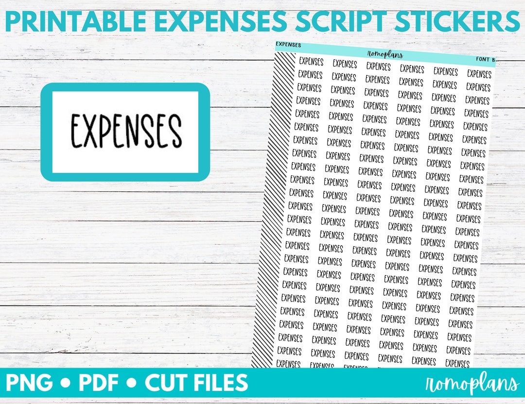 Printable Expenses Script Stickers Font B Erin Condren Happy Planner ...
