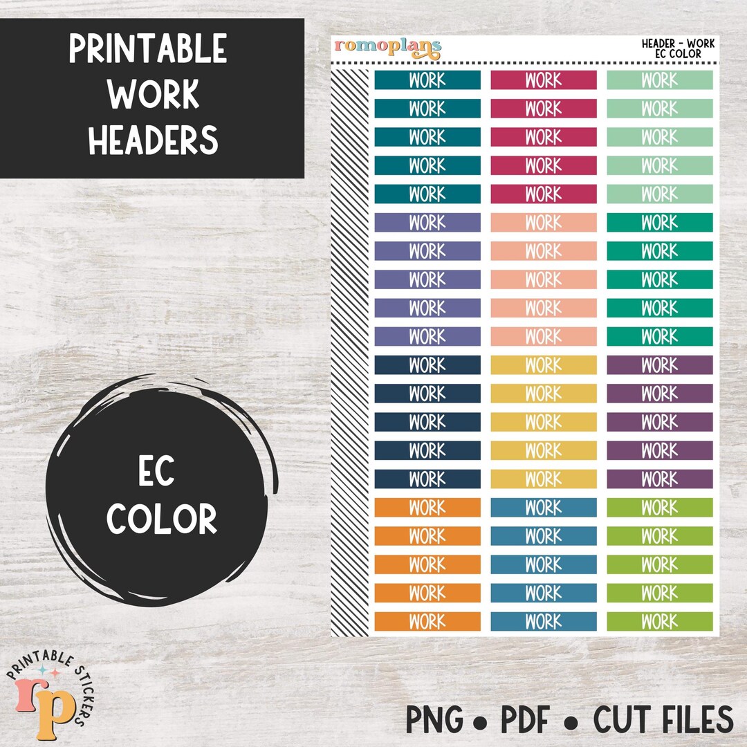 Printable Work Headers | Erin Condren Colors - Etsy