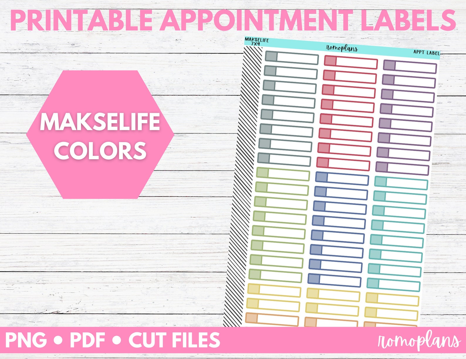 Printable Appointment Labels Makselife Colors 7x9 Size - Etsy