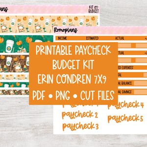 Printable Paycheck Budget Sticker Kit KIT 107 7x9 Size Erin Condren - Etsy