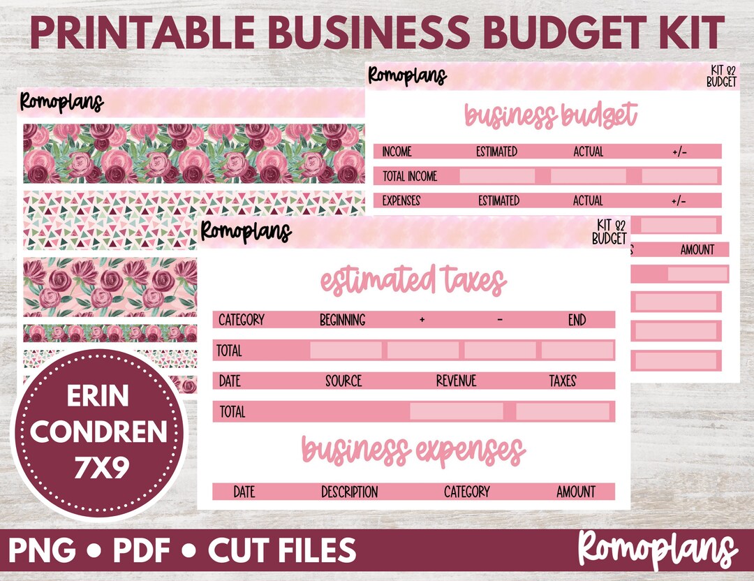 Printable Business Budget Sticker Kit KIT 82 7x9 Size Erin Condren - Etsy