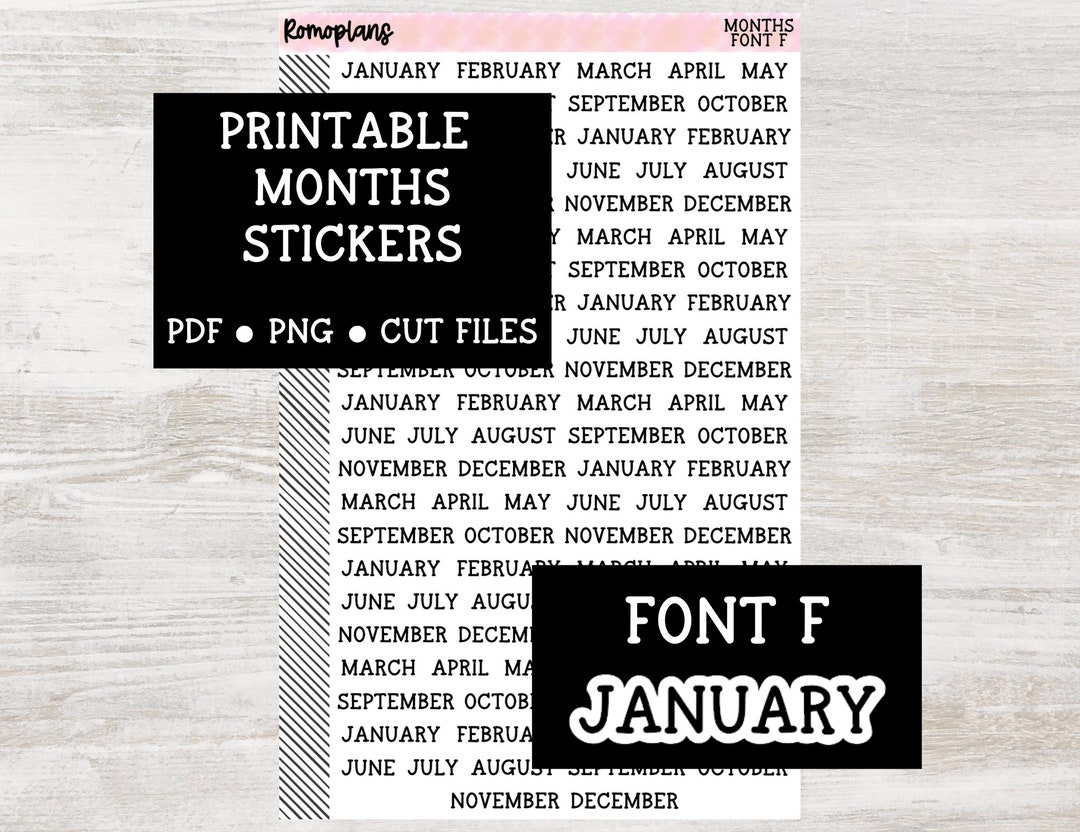 Printable Months Script Stickers | FONT F | Erin Condren | Happy ...