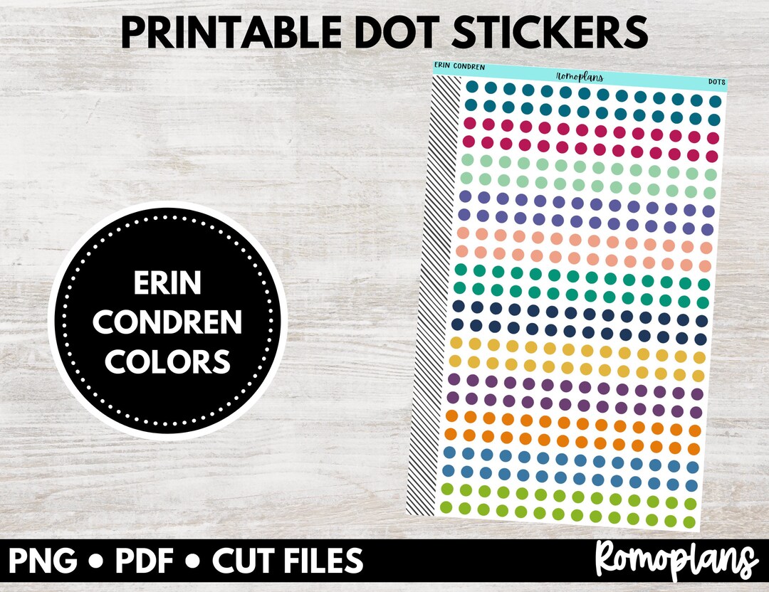 Printable Dot Stickers | Erin Condren Colors - Etsy