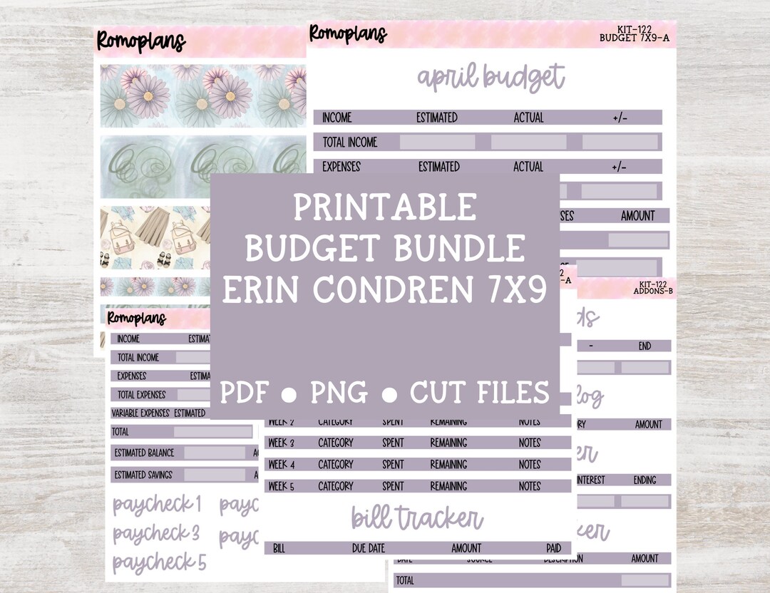 Printable Budget Bundle Sticker Kit KIT 122 7x9 Size Erin Condren - Etsy