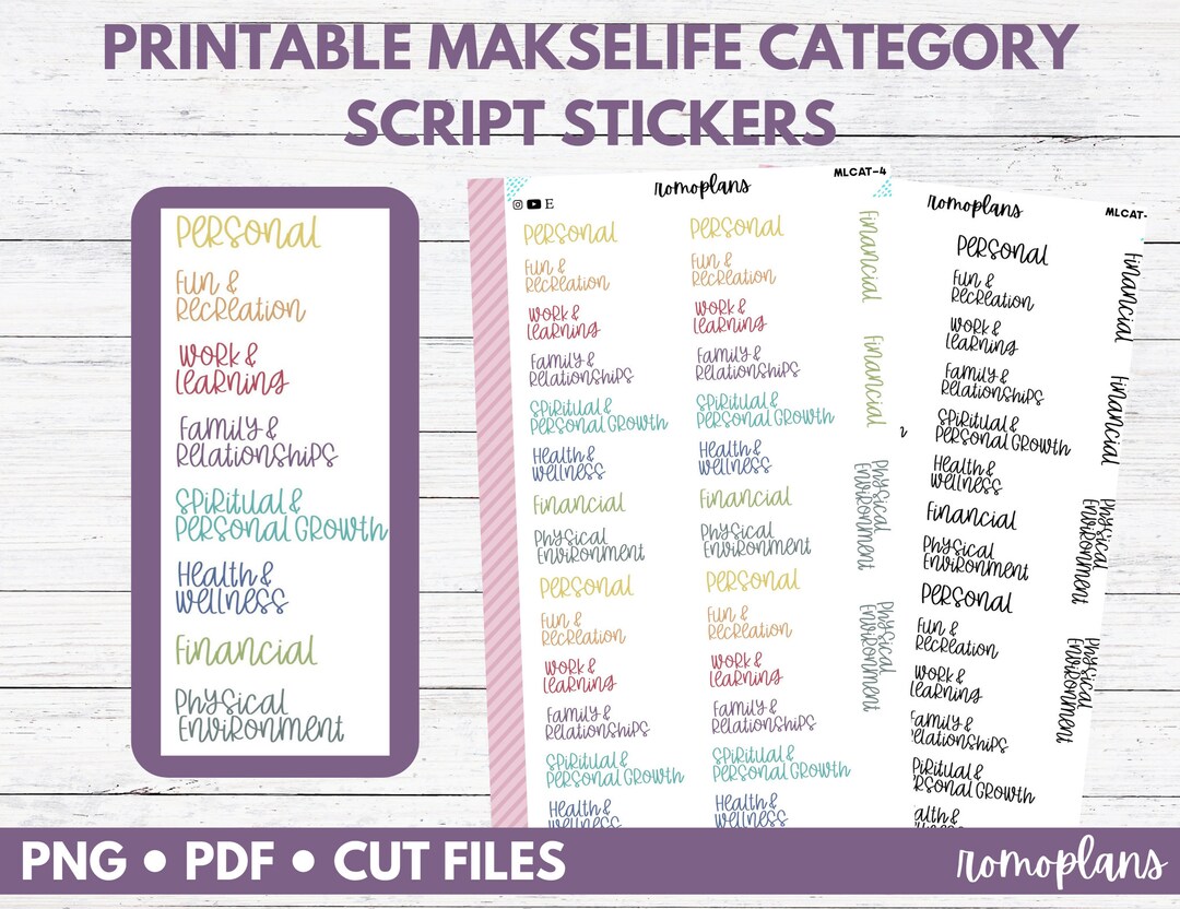 Printable Makselife Goal Categories Script Stickers - Etsy New Zealand