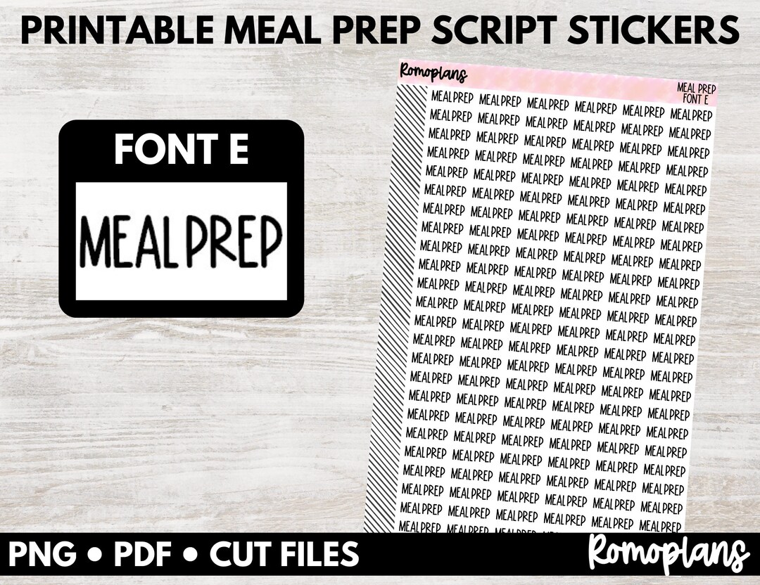 Printable Meal Prep Script Stickers FONT E Erin Condren Happy Planner Plum Paper - Etsy