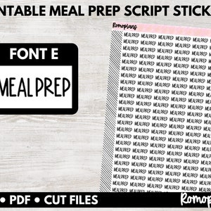 Printable Meal Prep Script Stickers FONT E Erin Condren Happy Planner Plum Paper - Etsy