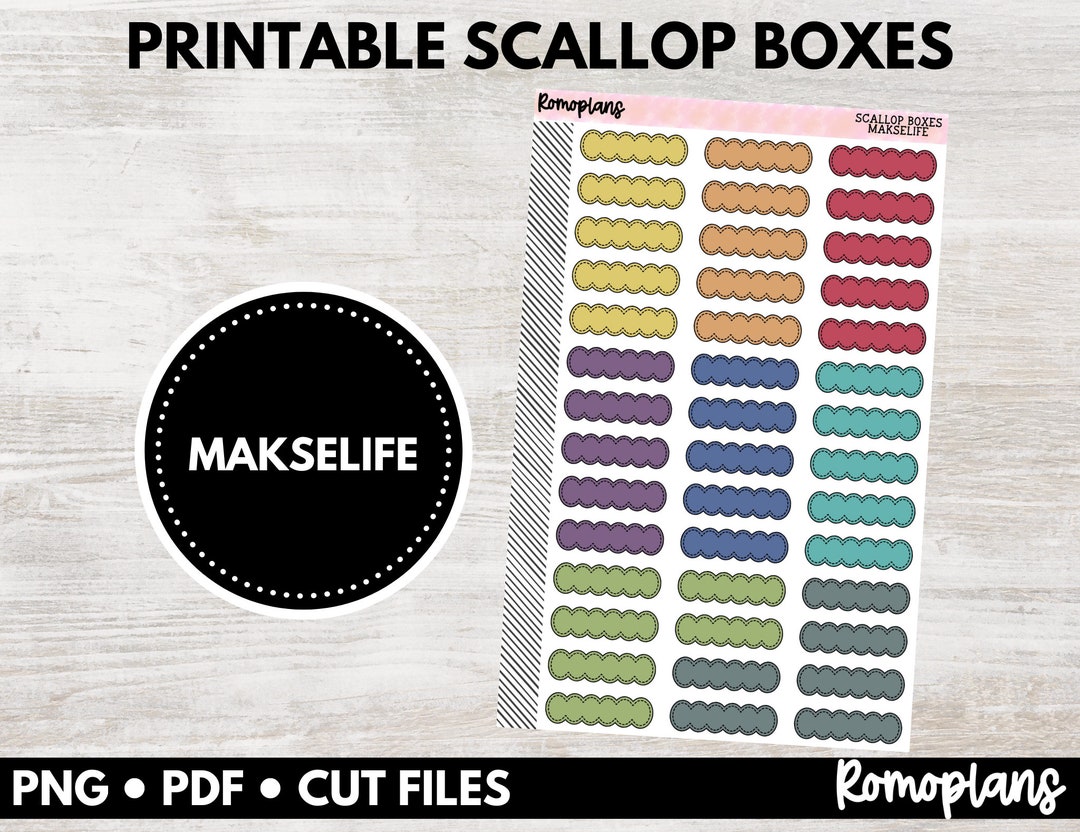 Printable Scallop Boxes | Makselife Colors | 7x9 Size - Etsy