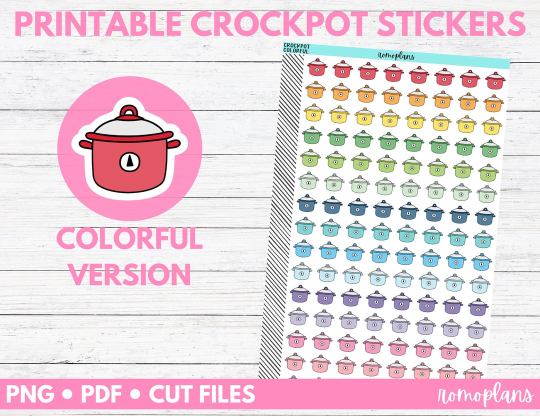 Printable Crockpot Doodle Sticker Colorful Version - Etsy