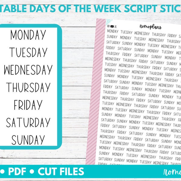 Days of the Week Printable - Etsy