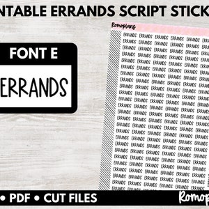 Printable Errands Script Stickers | FONT E | Erin Condren | Happy ...