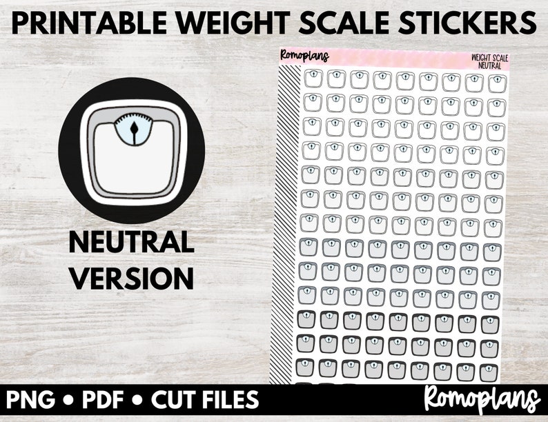 Printable Weight Scale Doodle Sticker Neutral Version - Etsy