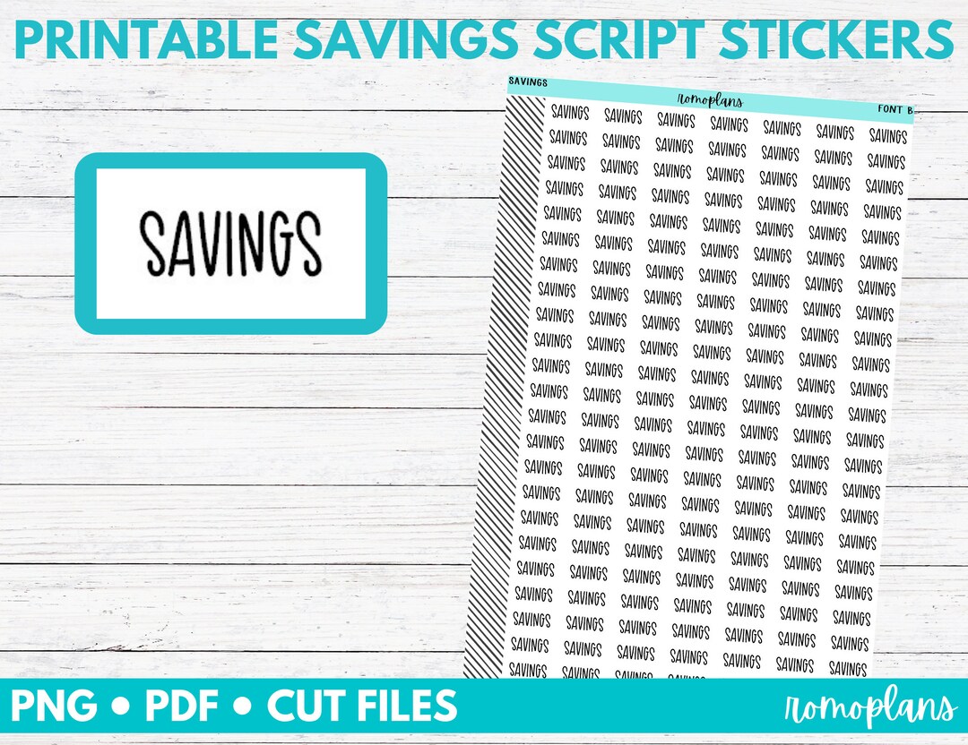 Printable Savings Script Stickers Font B Erin Condren - Etsy
