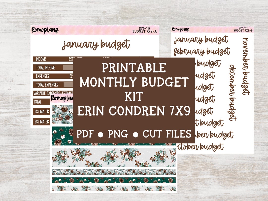 Printable Monthly Budget Sticker Kit KIT 117 7x9 Size Erin Condren - Etsy