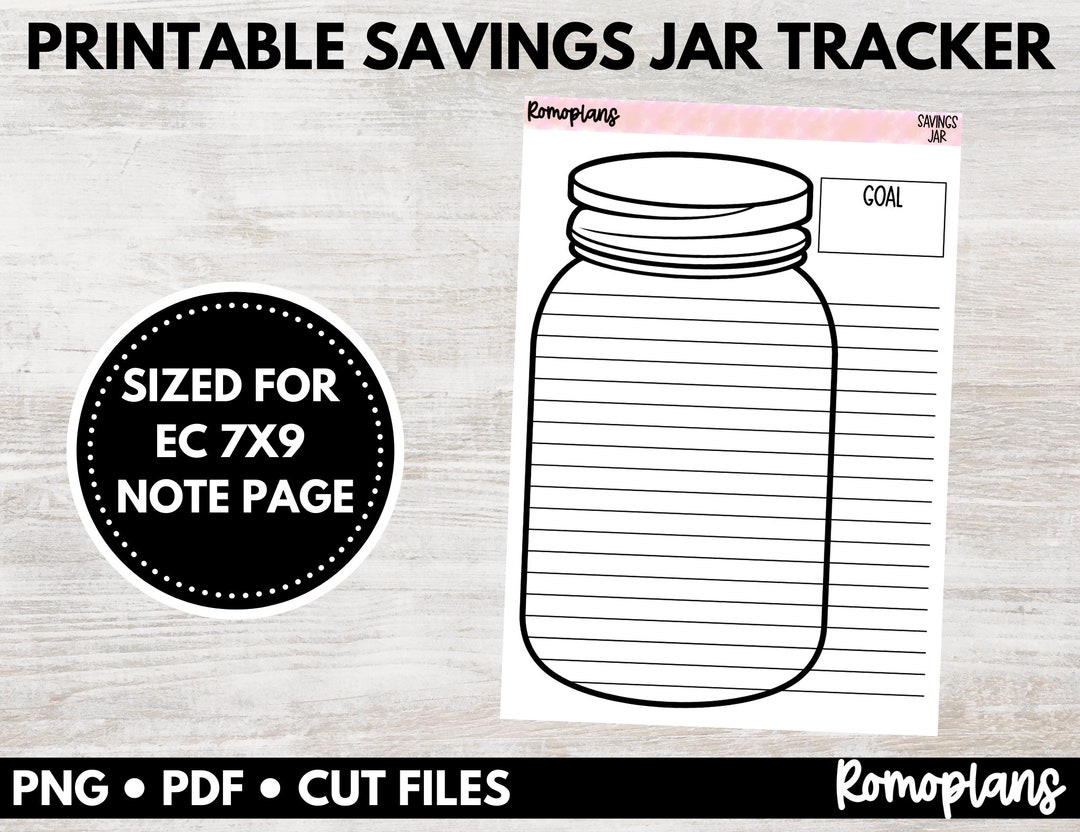 Printable Savings Jar Tracker | Erin Condren 7x9 Note Pages - Etsy
