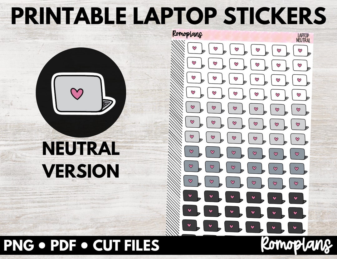 Printable Laptop Doodle Sticker Neutral Version - Etsy