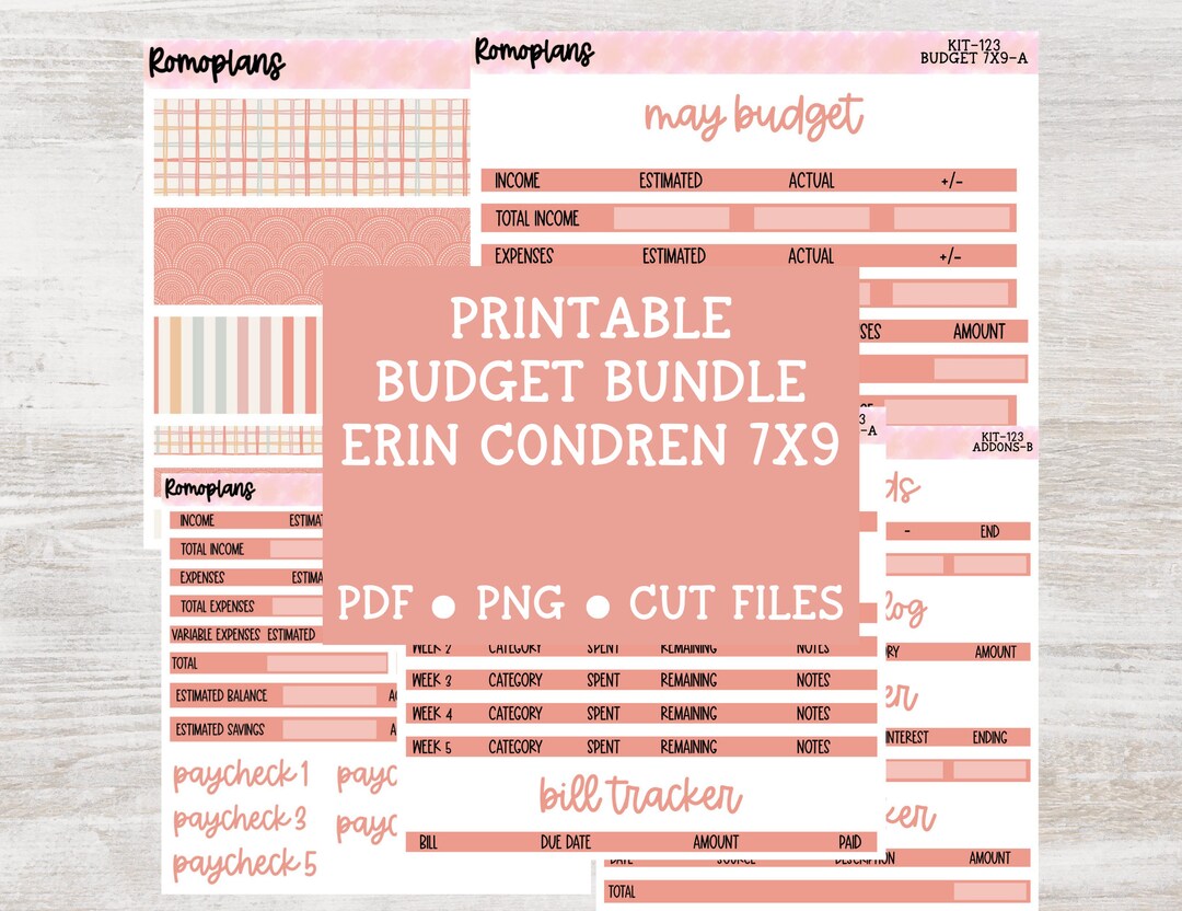 Printable Budget Bundle Sticker Kit KIT 123 7x9 Size Erin Condren - Etsy