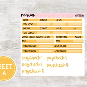 Printable Paycheck Budget Sticker Kit KIT 129 7x9 Size Erin Condren - Etsy