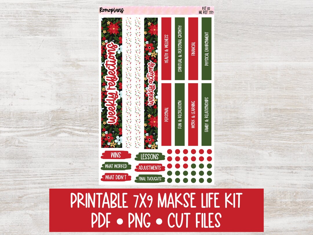 Printable Makselife Reflection and Weekly Actions Kit KIT 113 7x9 - Etsy