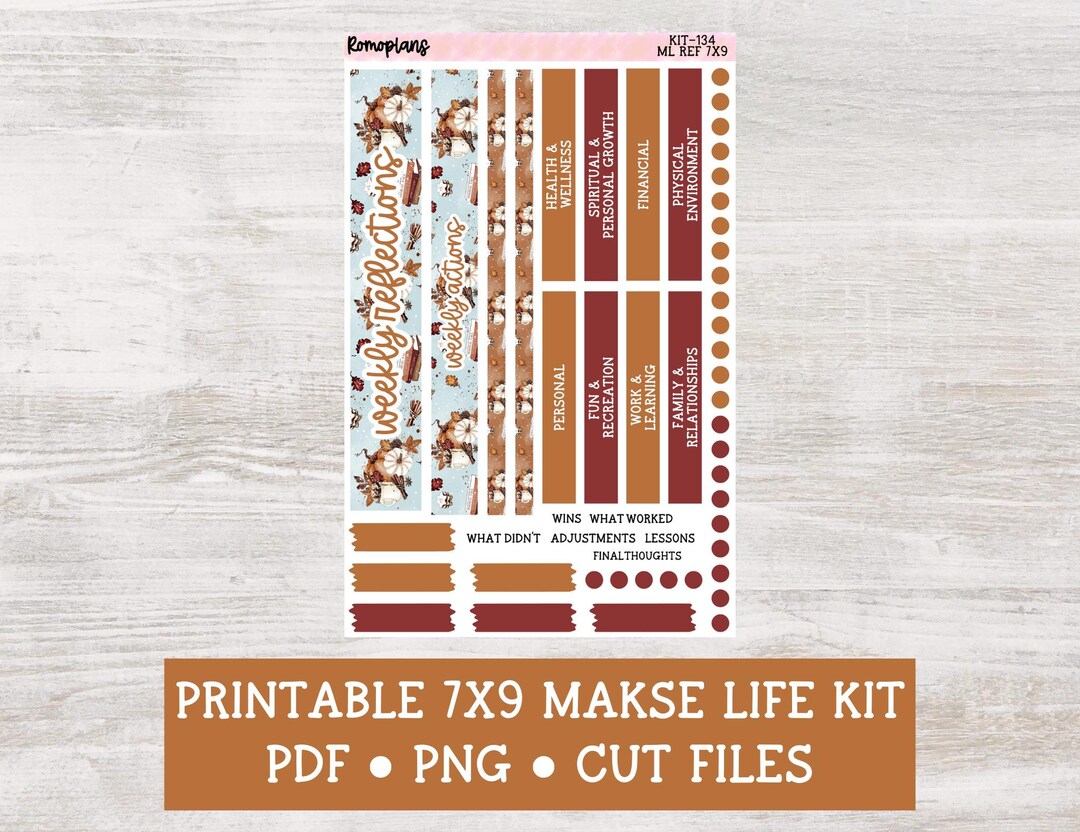 Printable Makselife Reflection and Weekly Actions Kit | KIT 134 | 7x9 ...