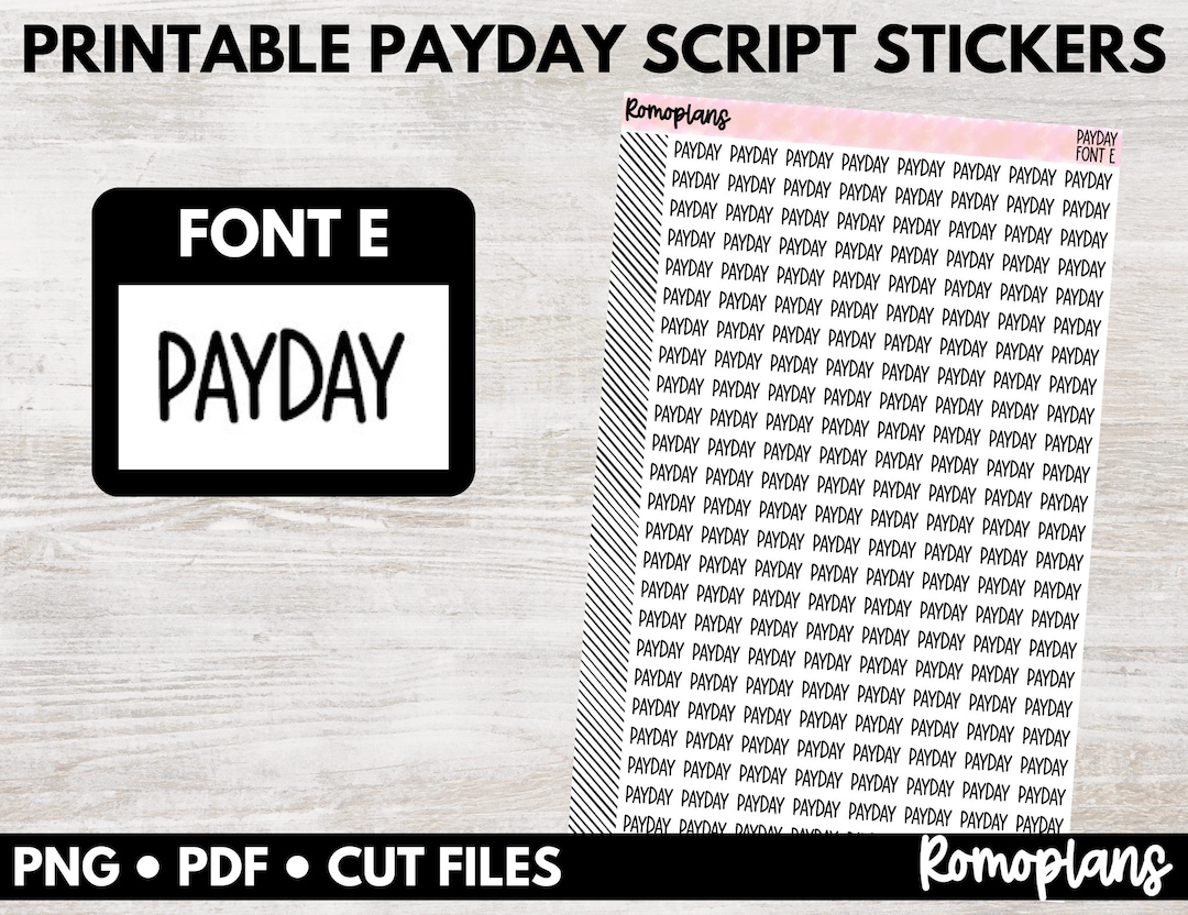 Printable Payday Script Stickers | FONT E | Erin Condren | Happy ...