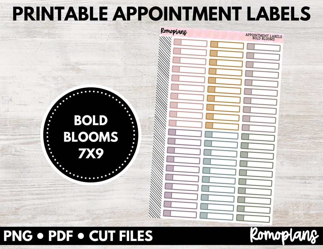 Printable Appointment Labels | Erin Condren Bold Bloom | 7x9 Size - Etsy