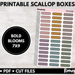 Printable Scallop Boxes | Erin Condren Bold Bloom | 7x9 Size - Etsy