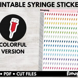 Printable Syringe Doodle Sticker Colorful Version - Etsy