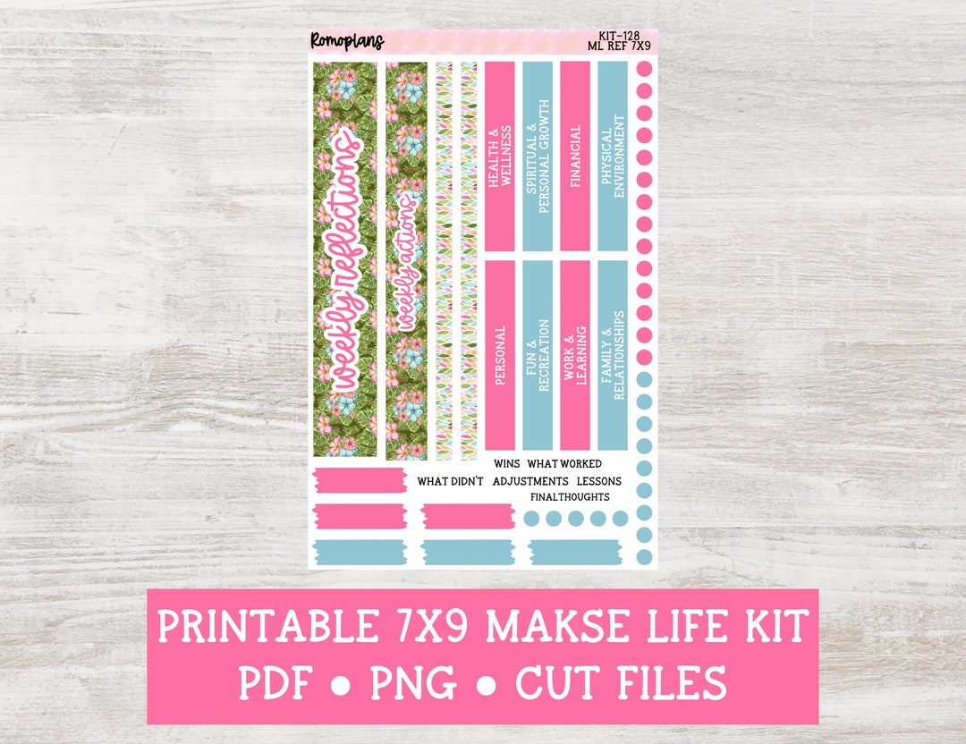 Printable Makselife Reflection and Weekly Actions Kit | KIT 128 | 7x9 ...