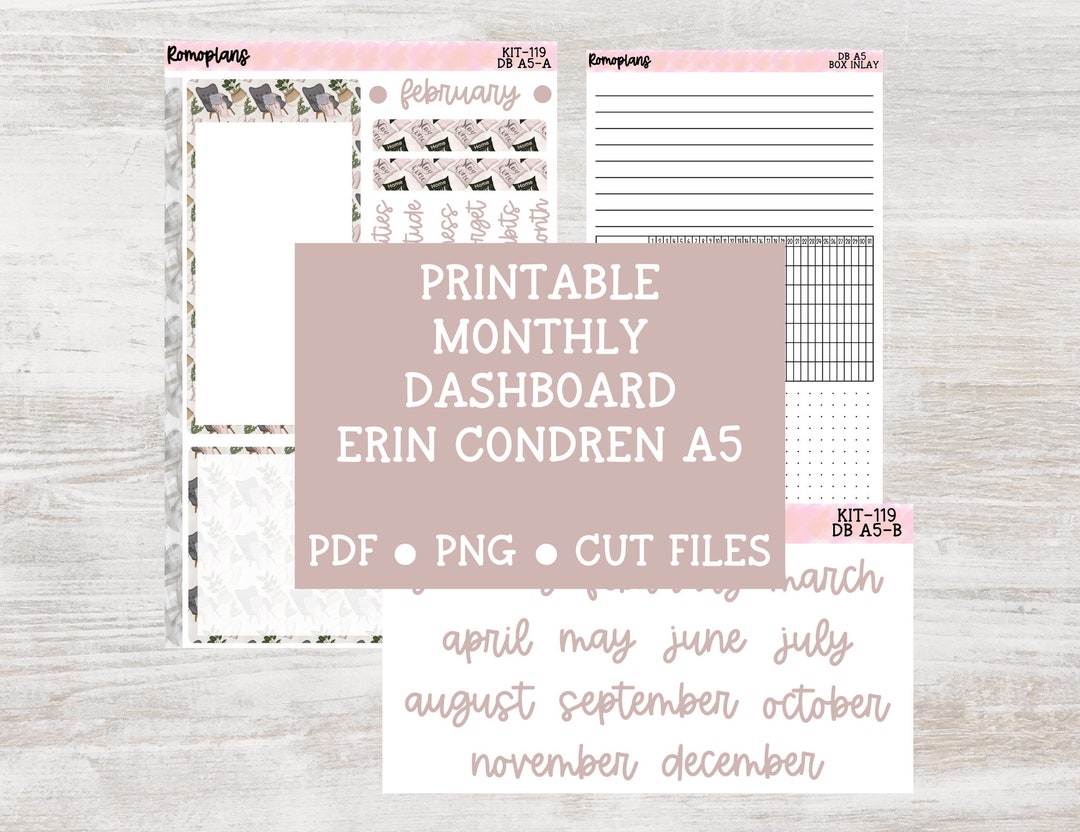 Printable Dashboard A5 Kit KIT 119 Erin Condren - Etsy