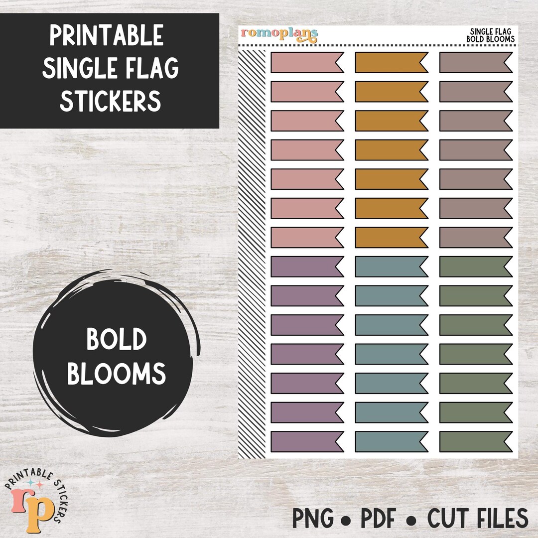 Printable Single Flag Stickers | Bold Blooms - Etsy