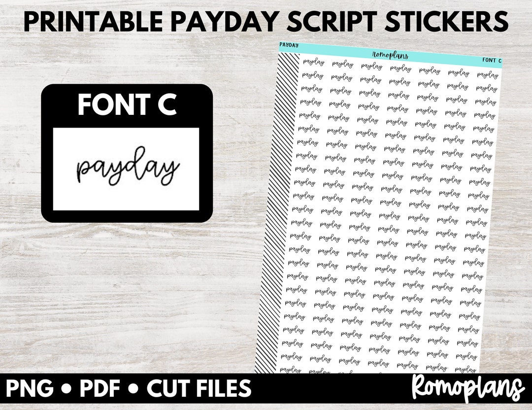 Printable Payday Script Stickers | Font C | Erin Condren | Happy ...