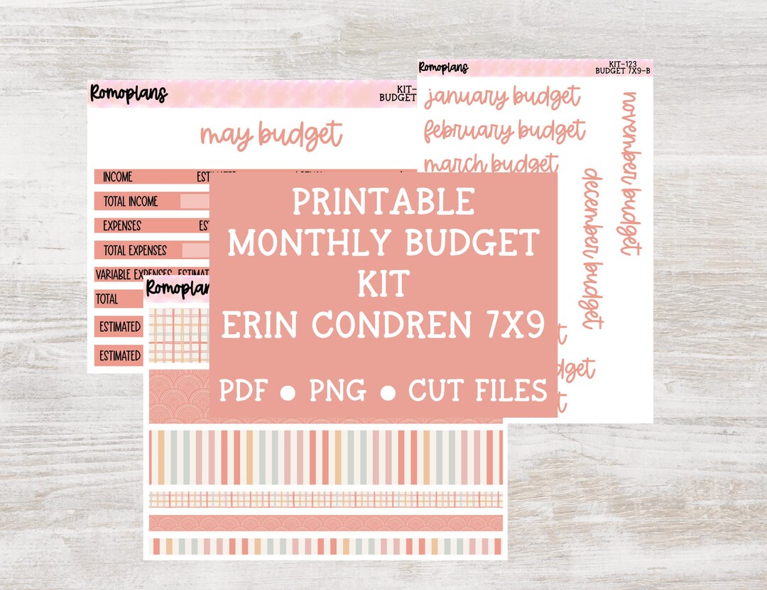 Printable Monthly Budget Sticker Kit KIT 123 7x9 Size Erin Condren - Etsy