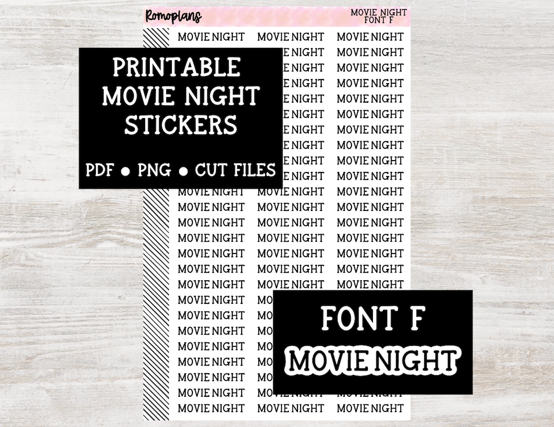 Printable Movie Night Script Stickers | FONT F | Erin Condren | Happy ...