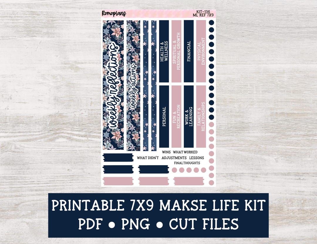 Printable Makselife Reflection and Weekly Actions Kit | KIT 136 | 7x9 ...
