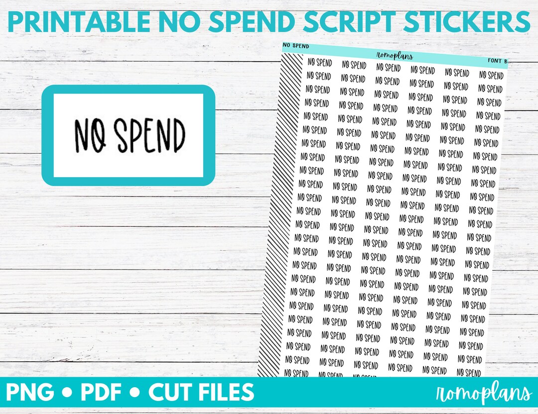 Printable No Spend Script Stickers Font B Erin Condren Happy Planner ...