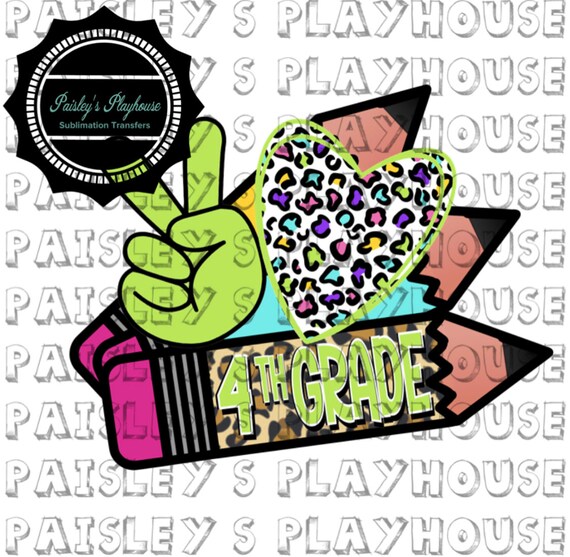 Peace Love 4th Grade Back To School PNG Digital Download | Etsy