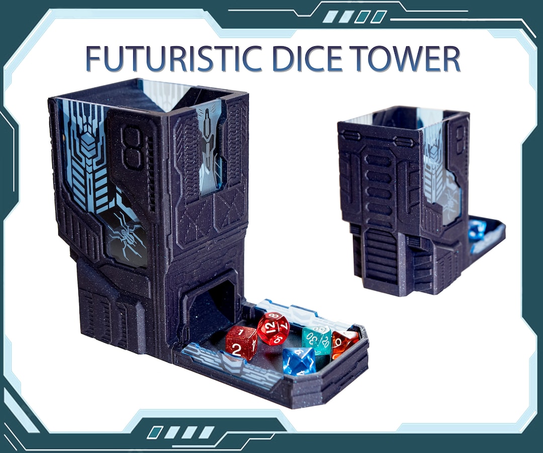 FUTURISTIC DICE TOWER With Transparent Plexiglass and Magnetic ...