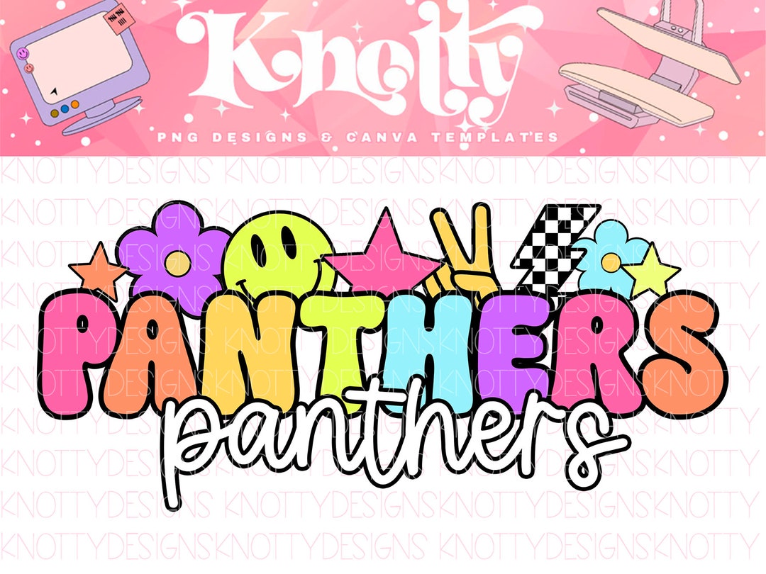 Retro Pop Colorful Preppy Sticker Mascot-panthers- PNG School Spirit - Etsy